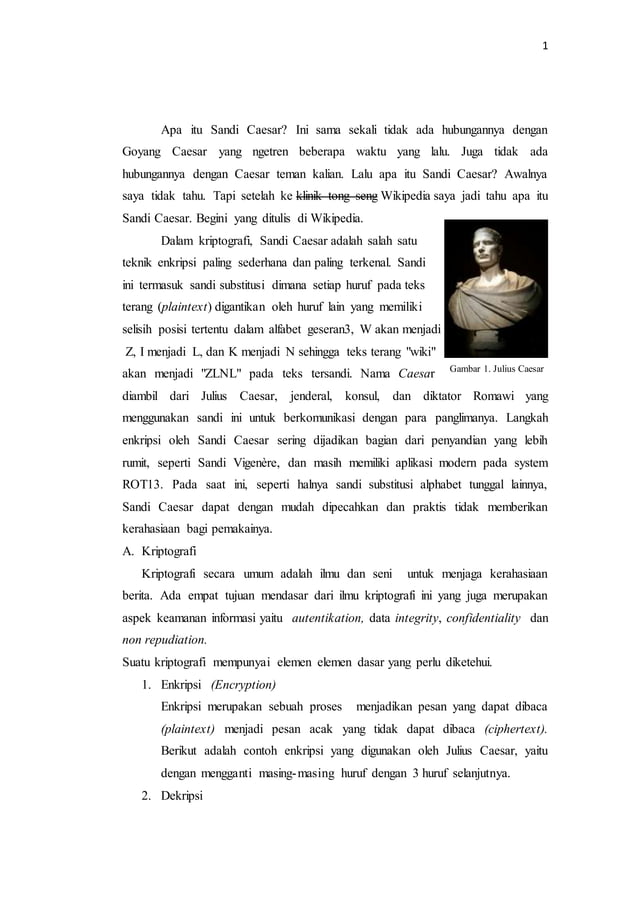 Caesar cipher adalah algoritma cipher | DOCX