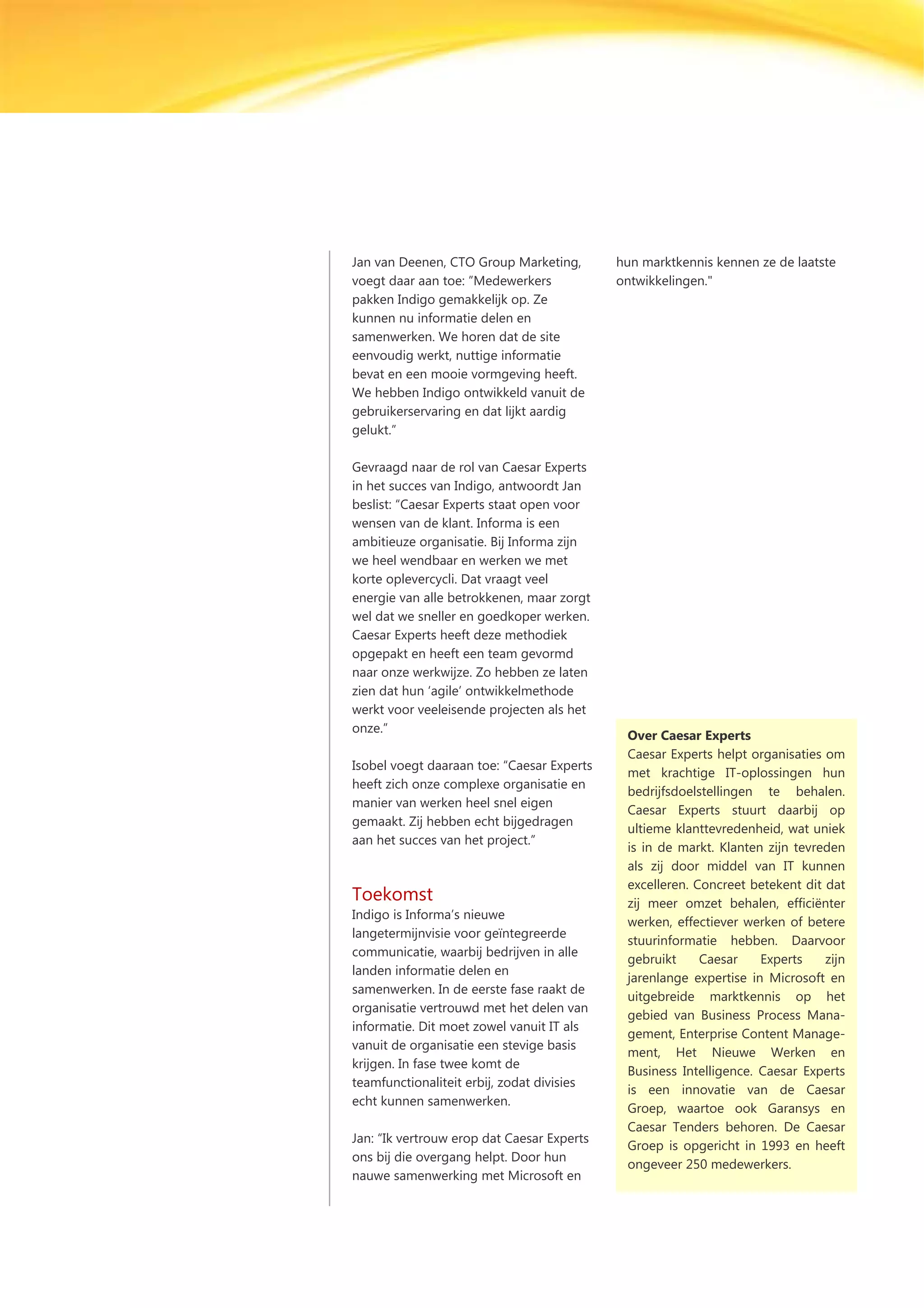 Caesargroep informa reference lync sp case | PDF | Business | Business and Finance