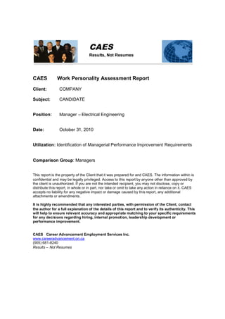 CAES Example Of Managerial Promotion Assessment | PDF