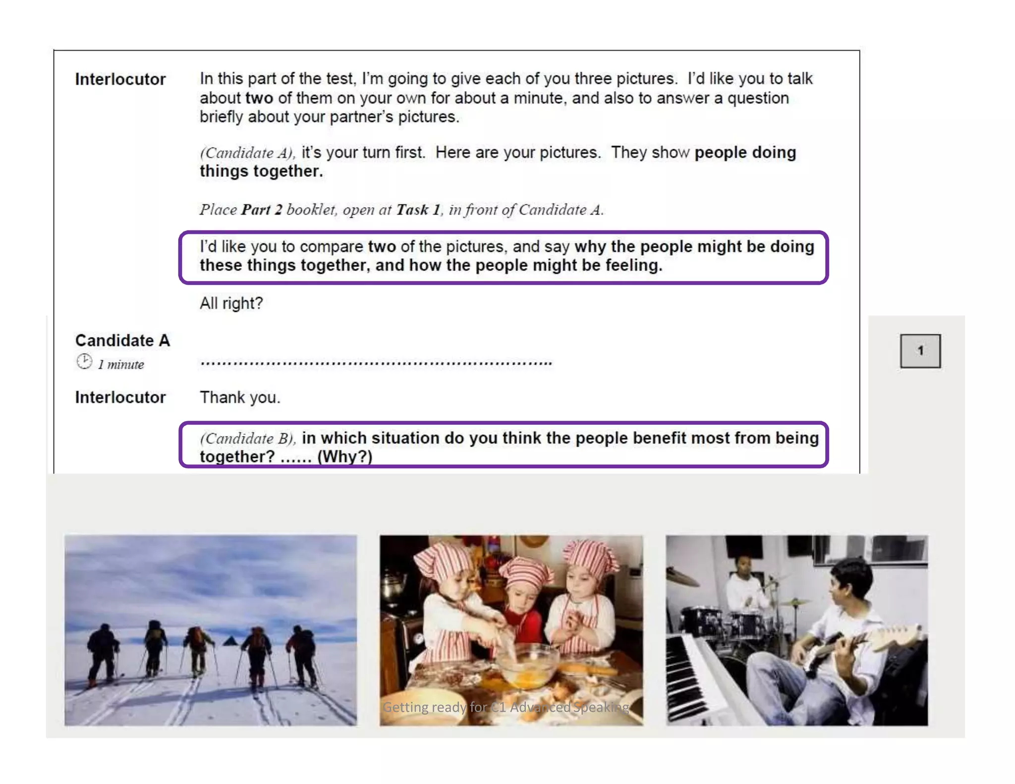 Cae speaking part 1 | PPTX | Educational Assessment | Education