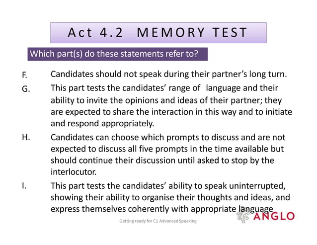 Cae speaking part 2 | PPTX | Education