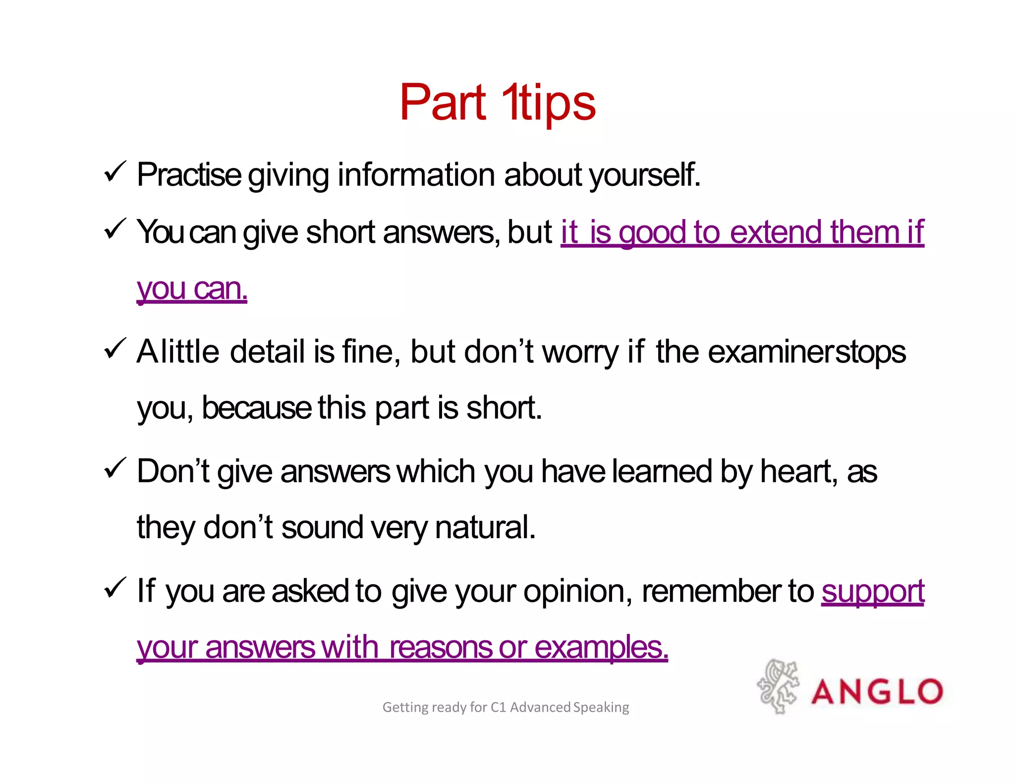 Cae speaking part 3 | PPTX