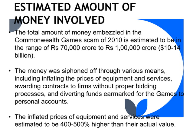 Commonwealth Games Scam India 2010 | PPTX | Crime & Harmful Acts to Individuals, Society & Human ...