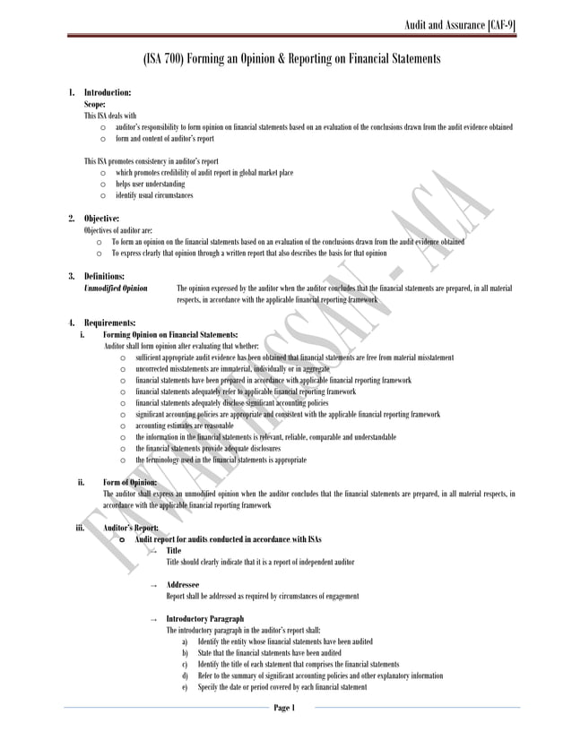 International Standards on Auditing - Summarized | PDF | Business ...