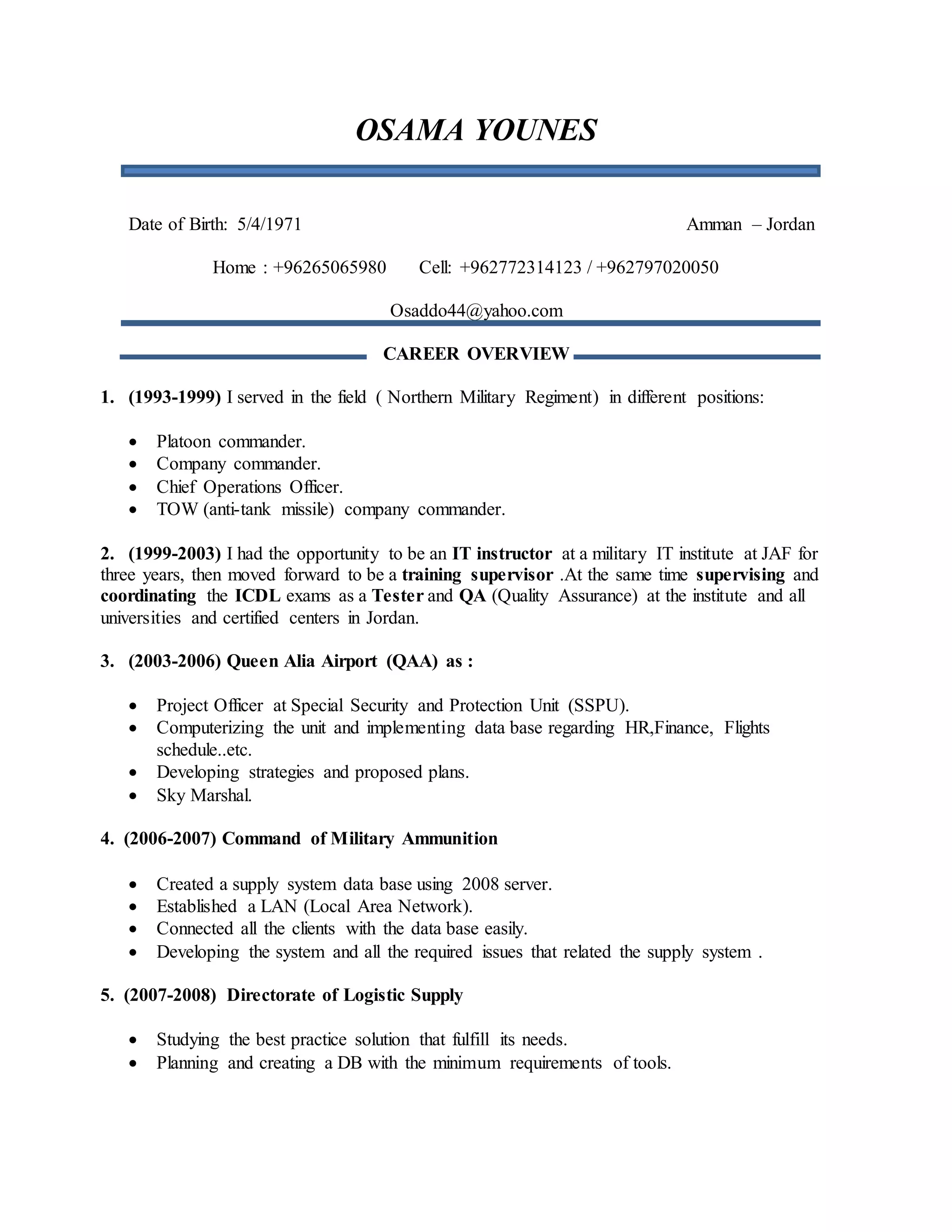 CV Osama | DOCX | Business | Business and Finance