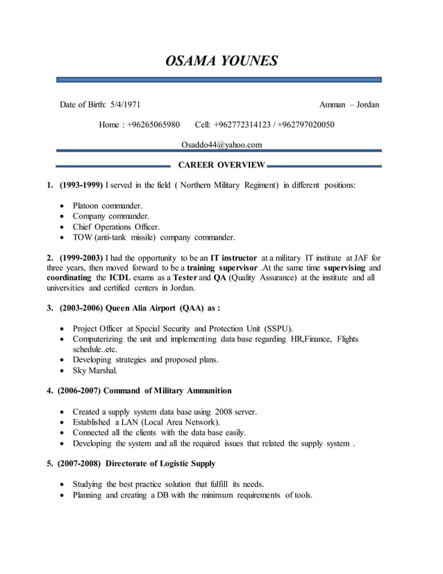 CV Osama | DOCX | Business | Business and Finance
