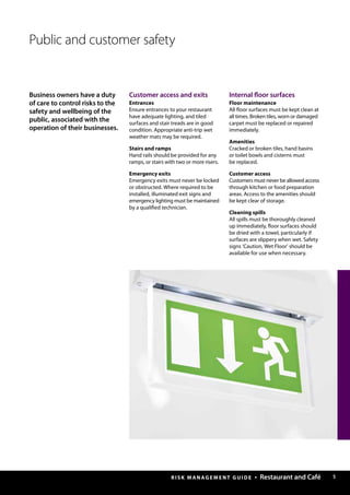 Cafe and restaurant risk mangaement guide | PDF
