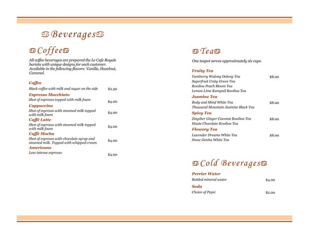 Check out Le Cafe Royale's Menu | PPT