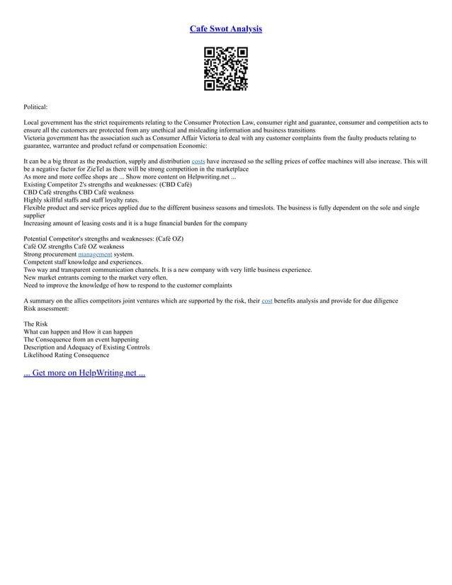 Cafe Swot Analysis | PDF