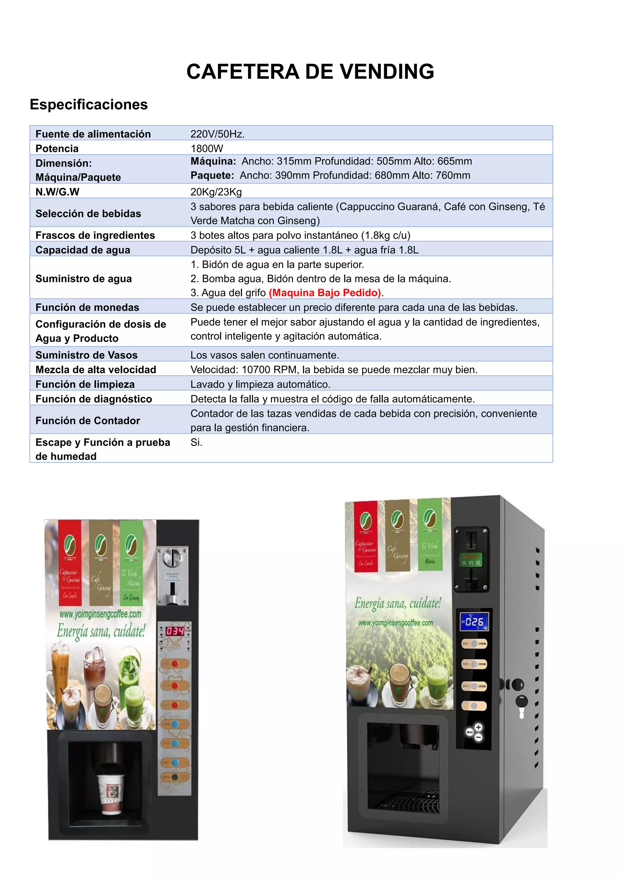 Cafetera monedas vending sobre mesa , vaso automatico ...