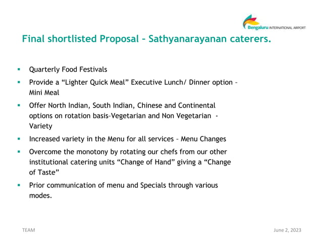 Cafeteria Proposal for new vendor.ppt | Food Industry | Industries