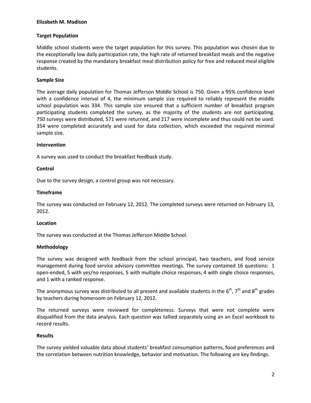 Cafeteria Research Project Report | PDF