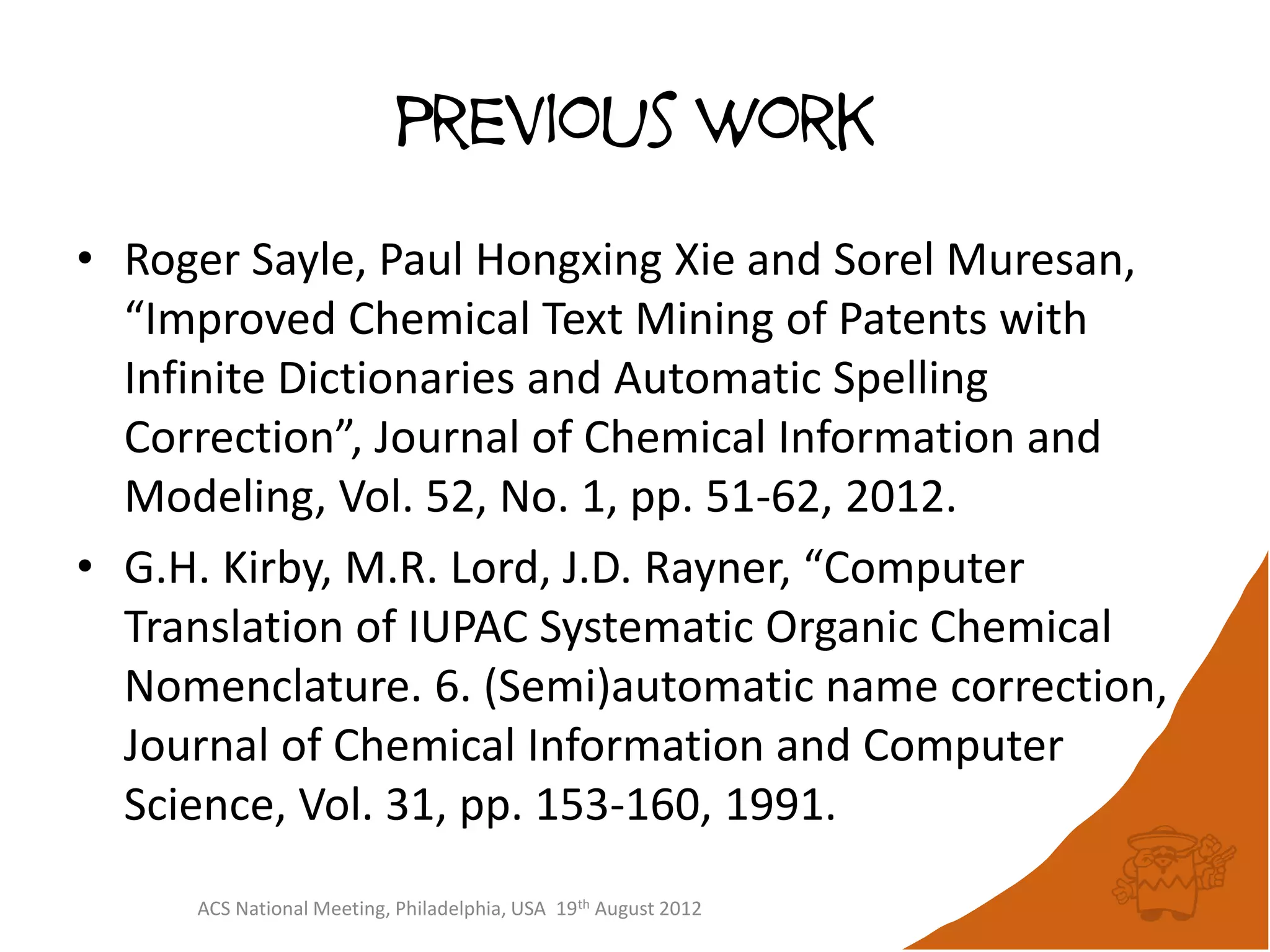 Advances in Automatic Chemical Spelling Correction | PDF