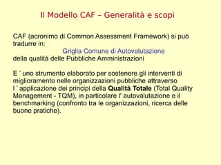 Il modello CAF, generalità e struttura | PDF
