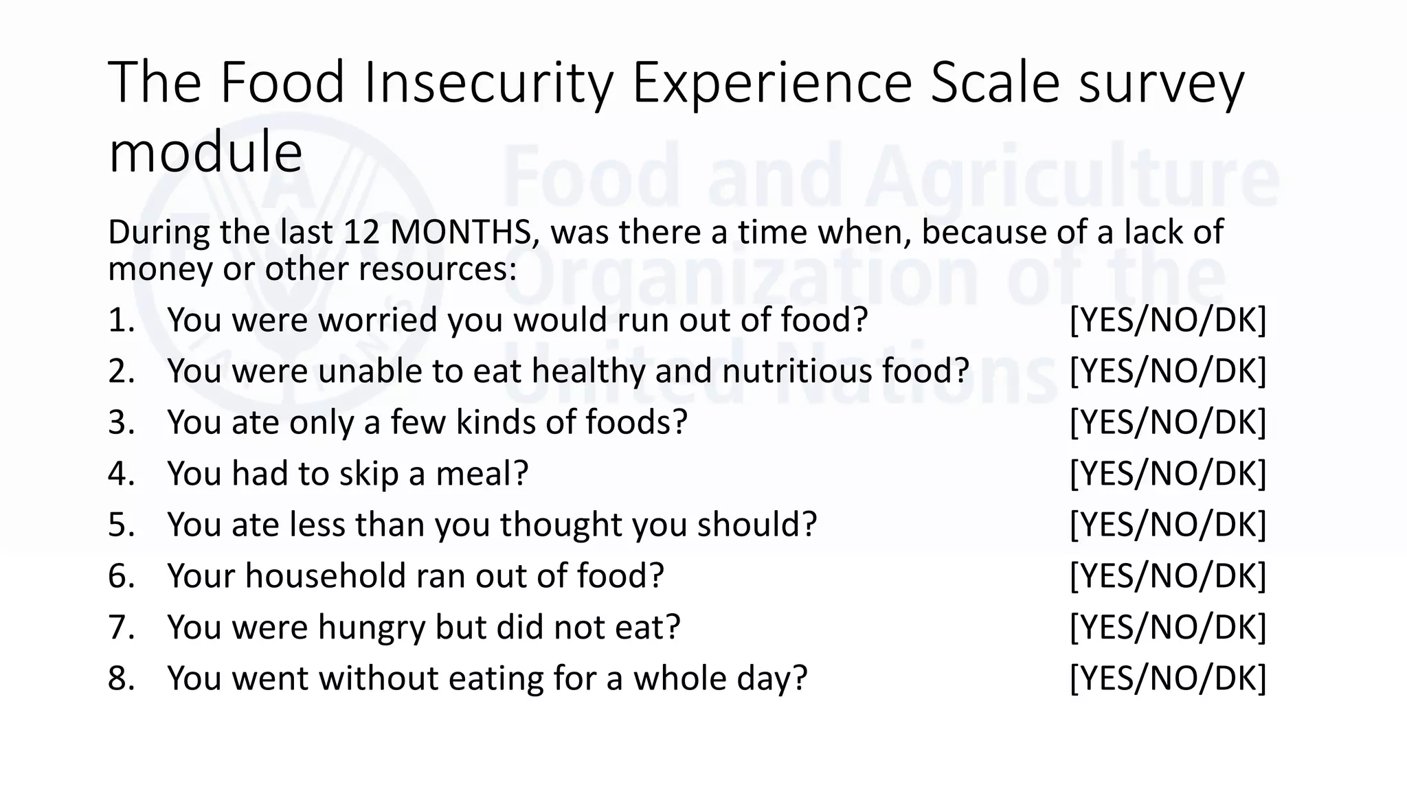 Measuring Food Insecurity in the Sustainable Development Goals | PPT