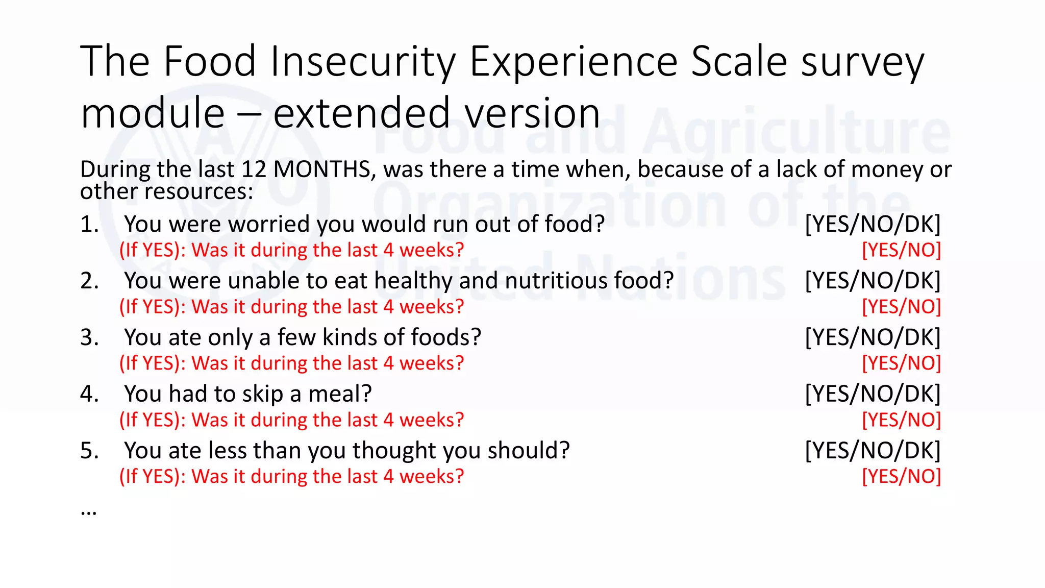 Measuring Food Insecurity in the Sustainable Development Goals | PPT