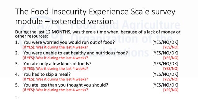 Measuring Food Insecurity in the Sustainable Development Goals | PPT