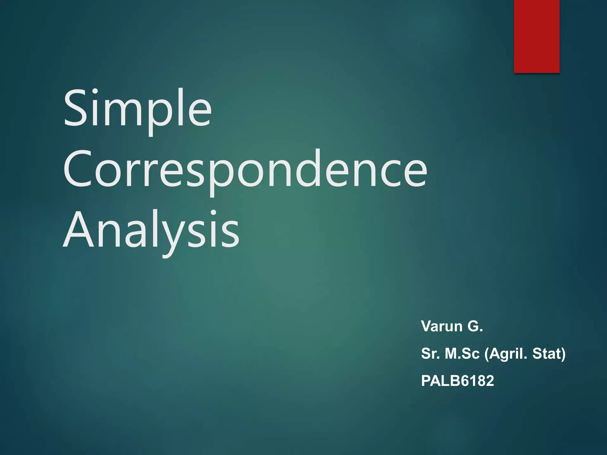 Simple Correspondence Analysis | PPT