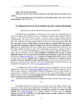 A doua venire a Domnului Iisus Hristos - Ca fulgerul care iese de la ...