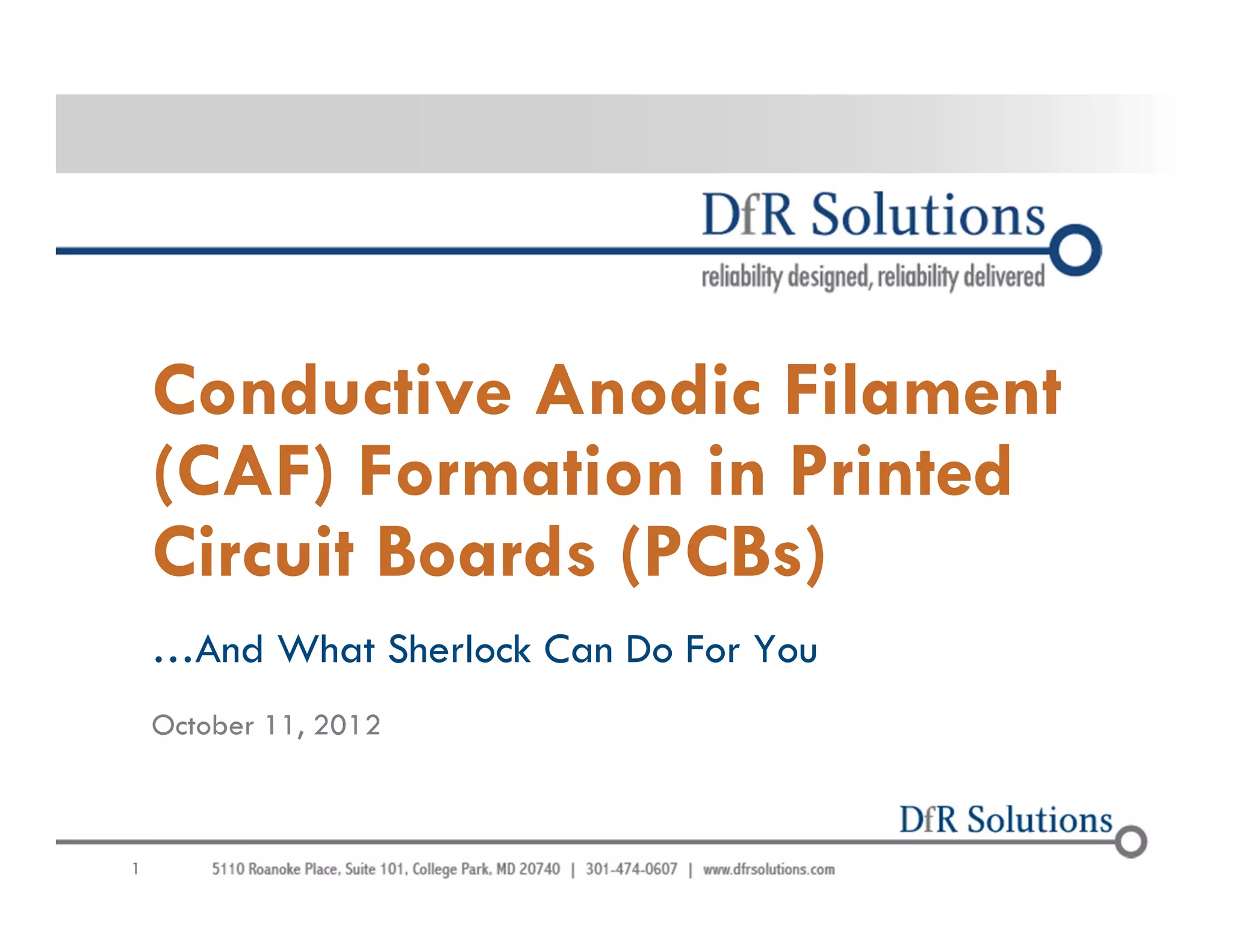 Conductive Anodic Filament (CAF) Formation in Printed Circuit Boards ...