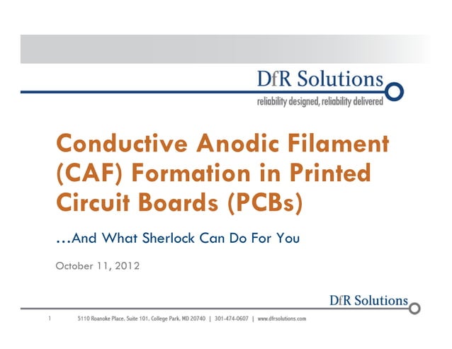 Conductive Anodic Filament (CAF) Formation in Printed Circuit Boards ...
