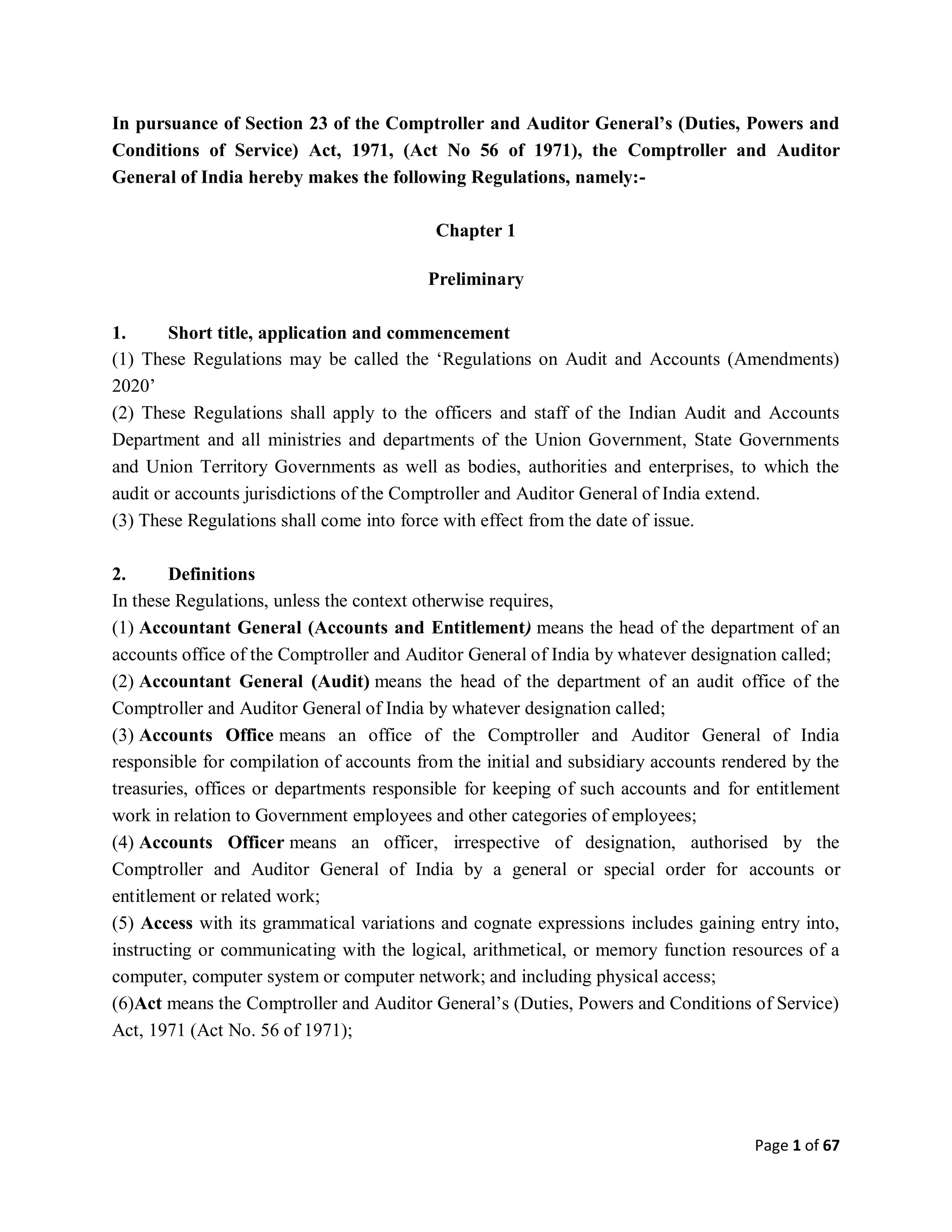 CAG REGULATIONS ON AUDIT AND ACCOUNTS | PDF