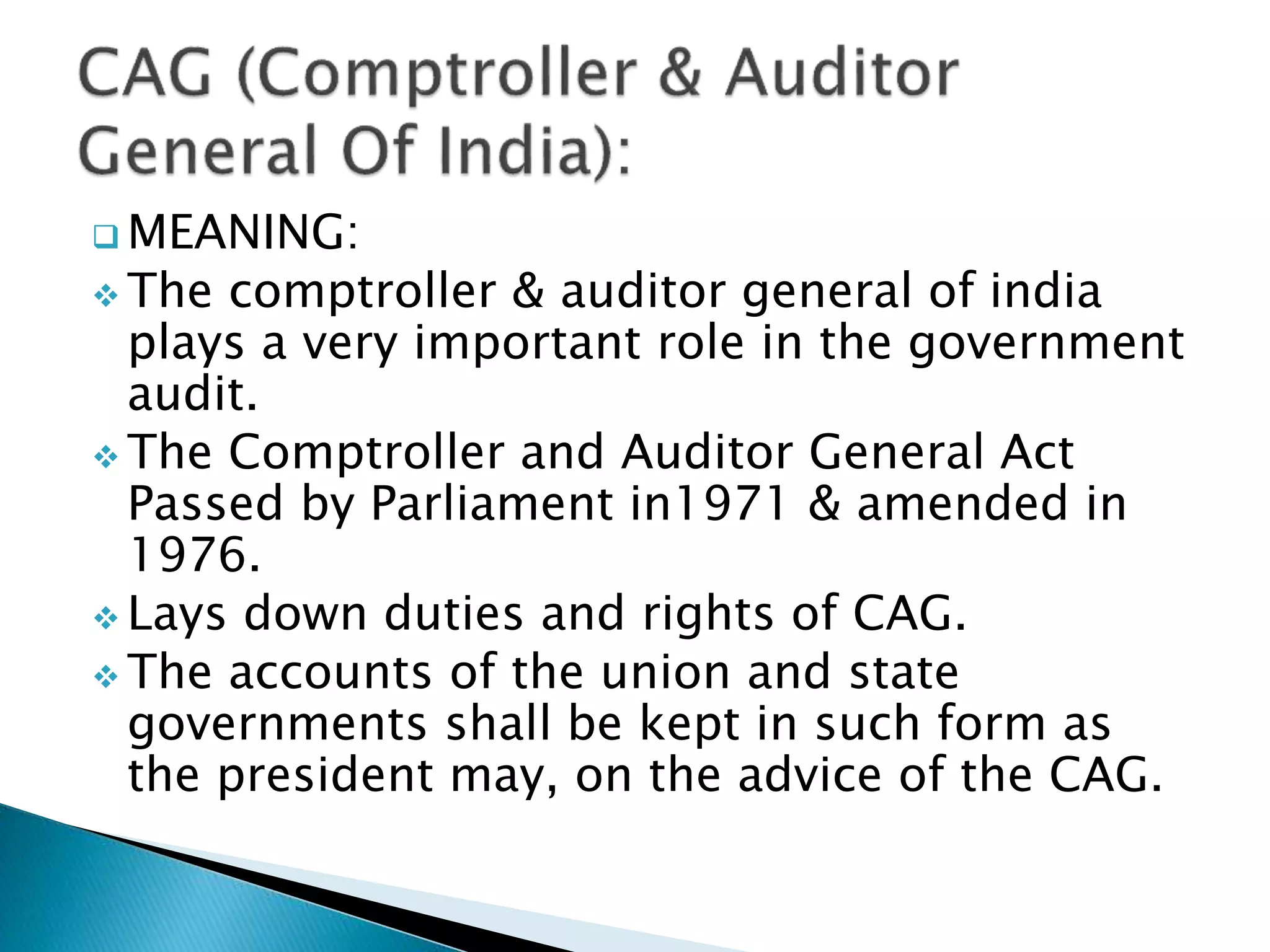 Cag(comptroller of auditors general of india) | PPTX
