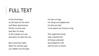 Caged bird - Maya Angelou | PPTX