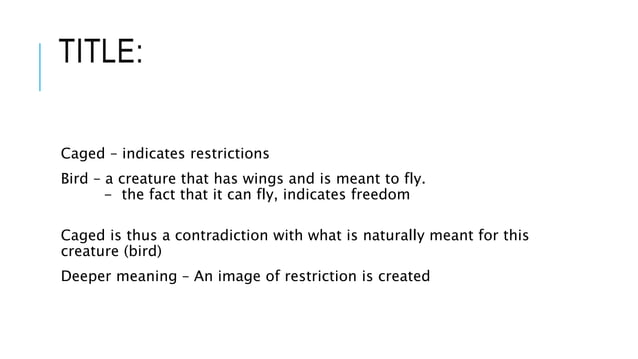 Caged bird - Maya Angelou | PPTX