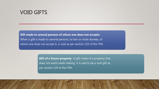 A criitical analysis of Gifts under the transfer of property act. | PPTX | Law