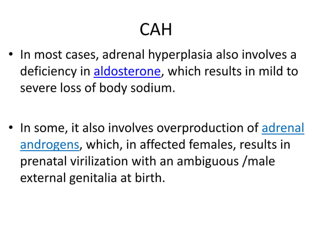 Congenital Adrenal Hyperplasia (CAH) | PPTX | Hormonal Disorders ...