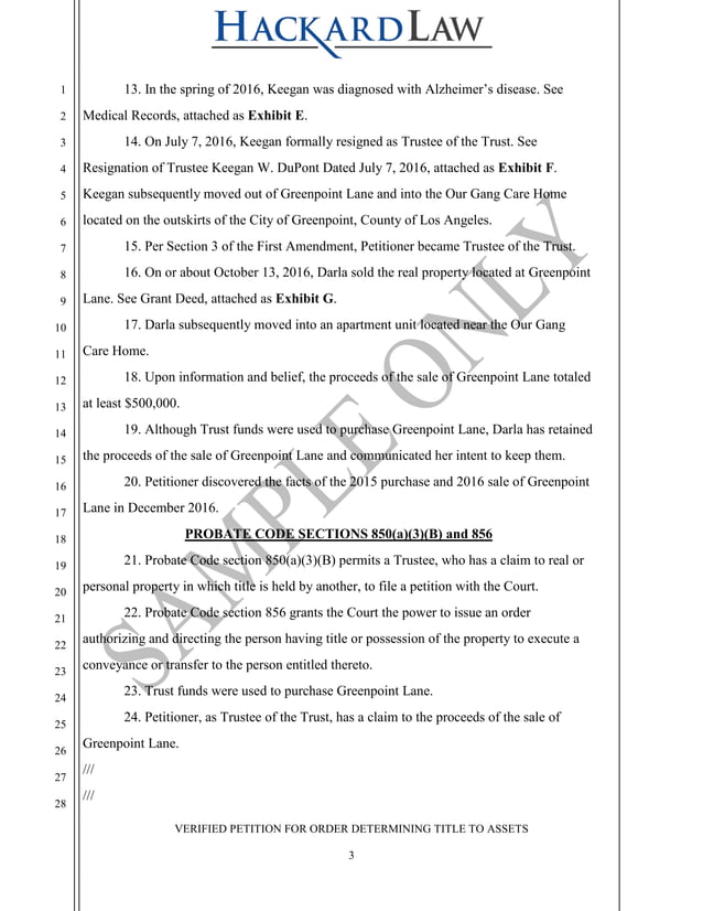 CA Heggstad 850 Probate Petition Los Angeles | PDF