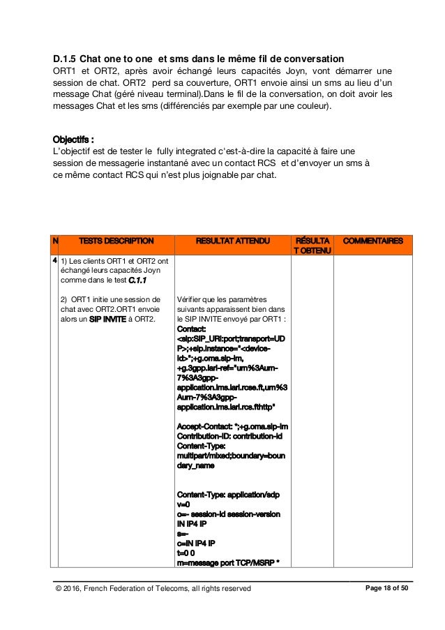 Cahier de tests génériques pour interconnexion ip sur interface SIP d…