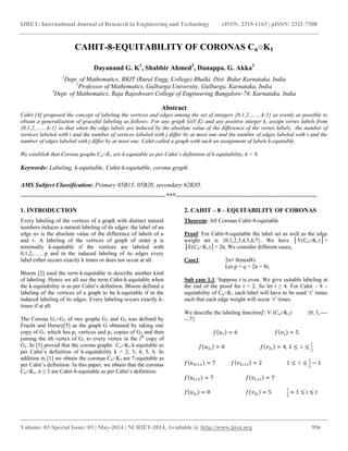 Cahit 8-equitability of coronas cn k1 | PDF