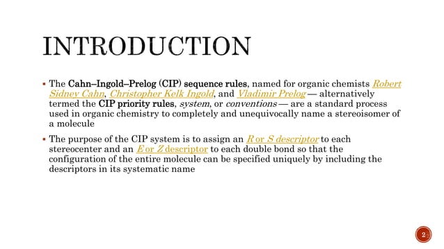 Cahn ingold-prelog projection formula | PPTX | Chemistry | Science