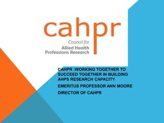 CAHPR presentation Sheffield March 2016 | PPTX | Physical Therapy ...