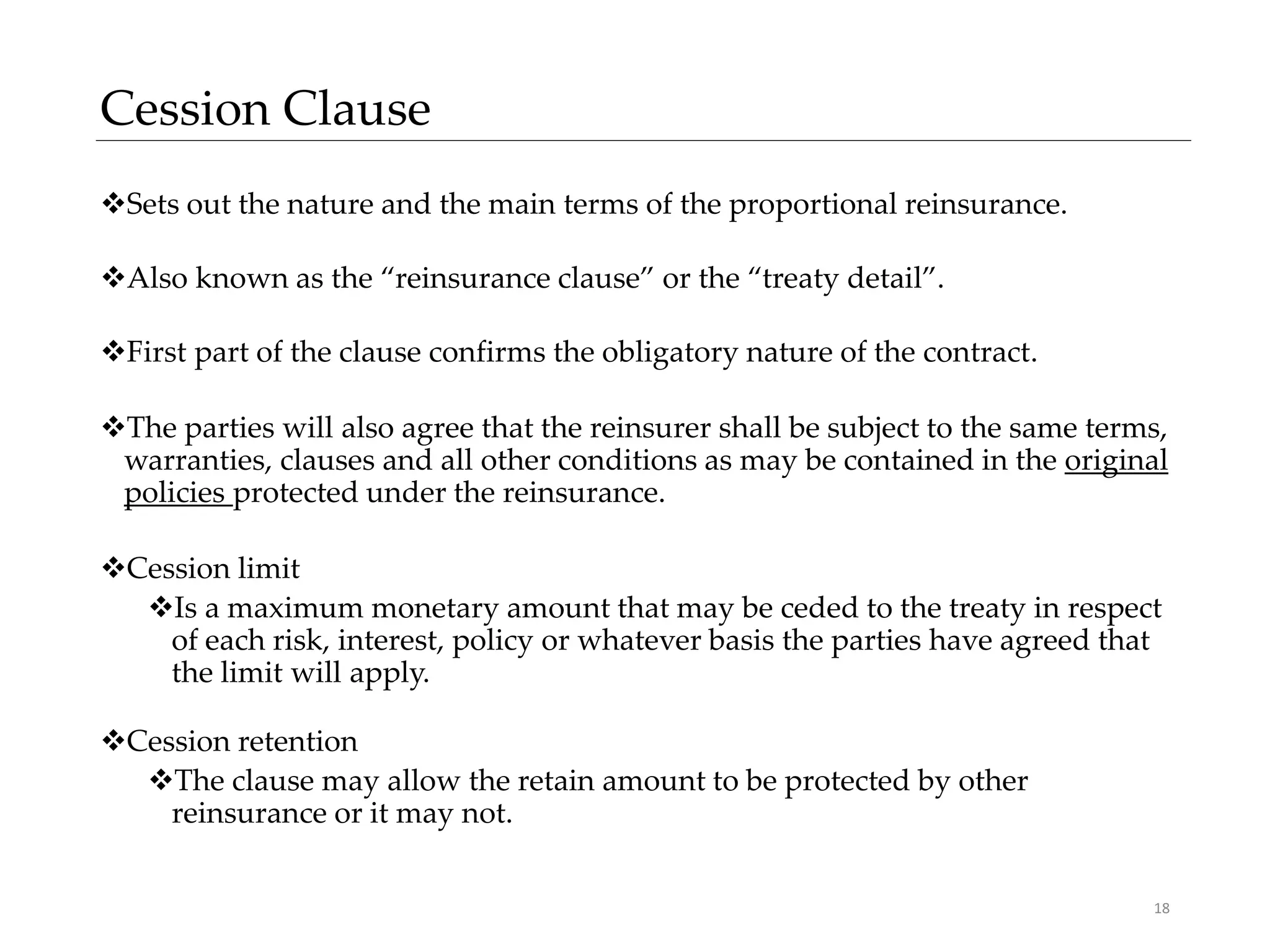Reinsurance Contract Wordings treaty | PPTX