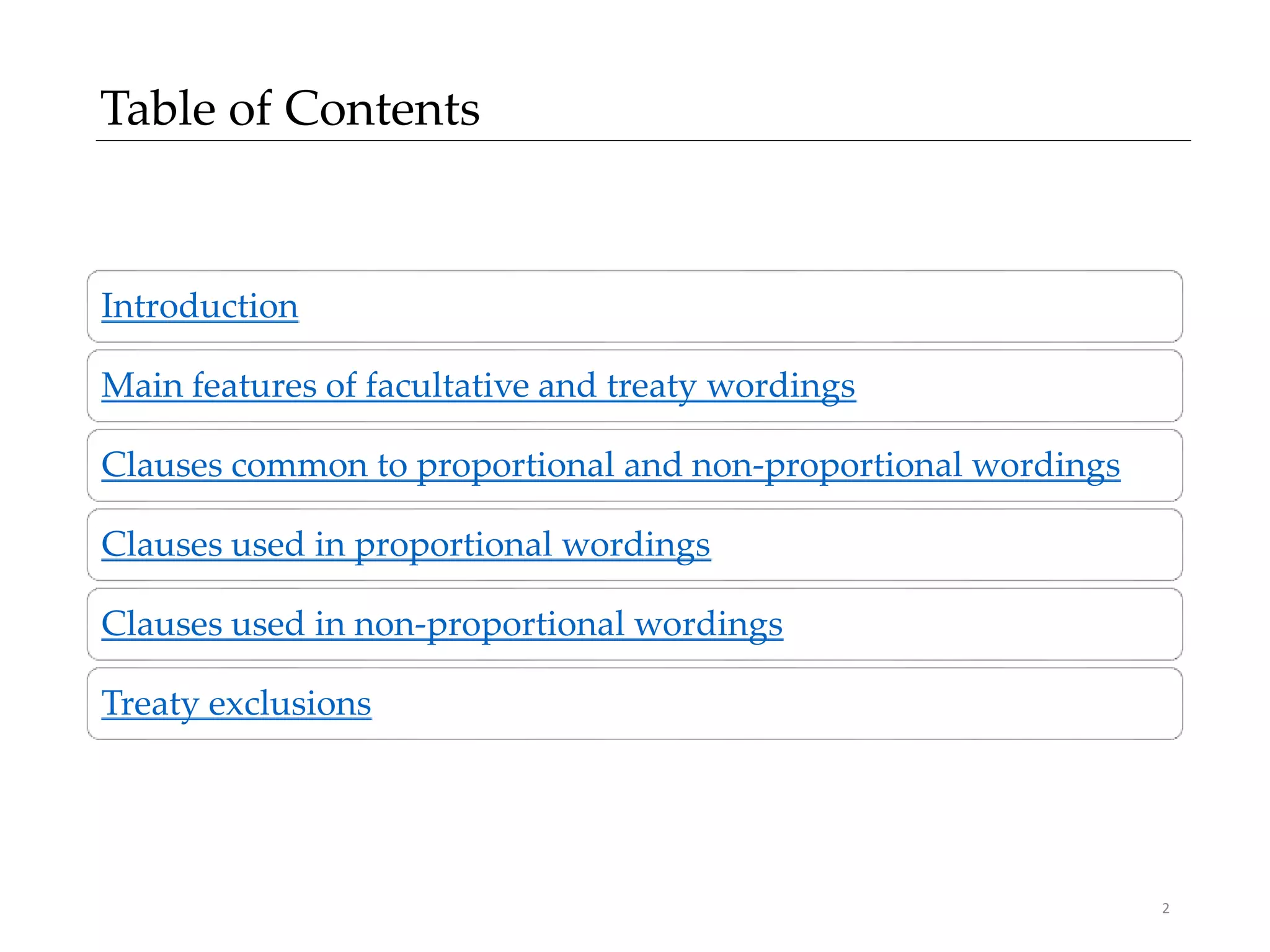 Reinsurance Contract Wordings treaty | PPTX