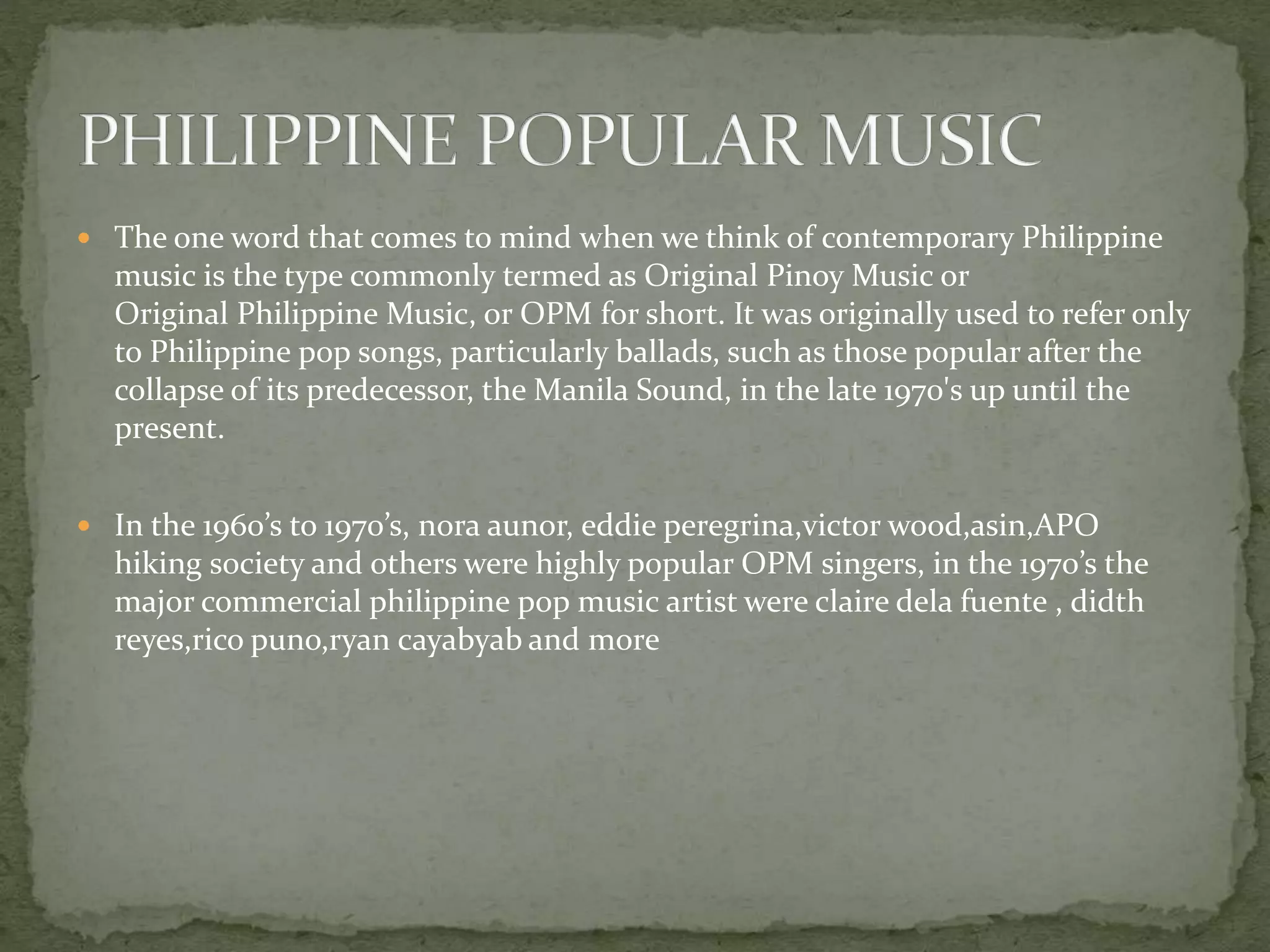 Group 1 Philippine Popular Music | PPTX