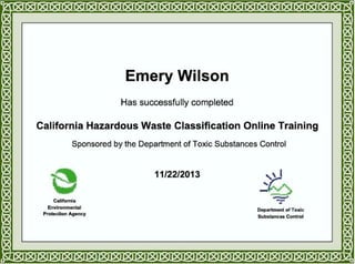 California Hazardous Waste Classification certificate | PPT