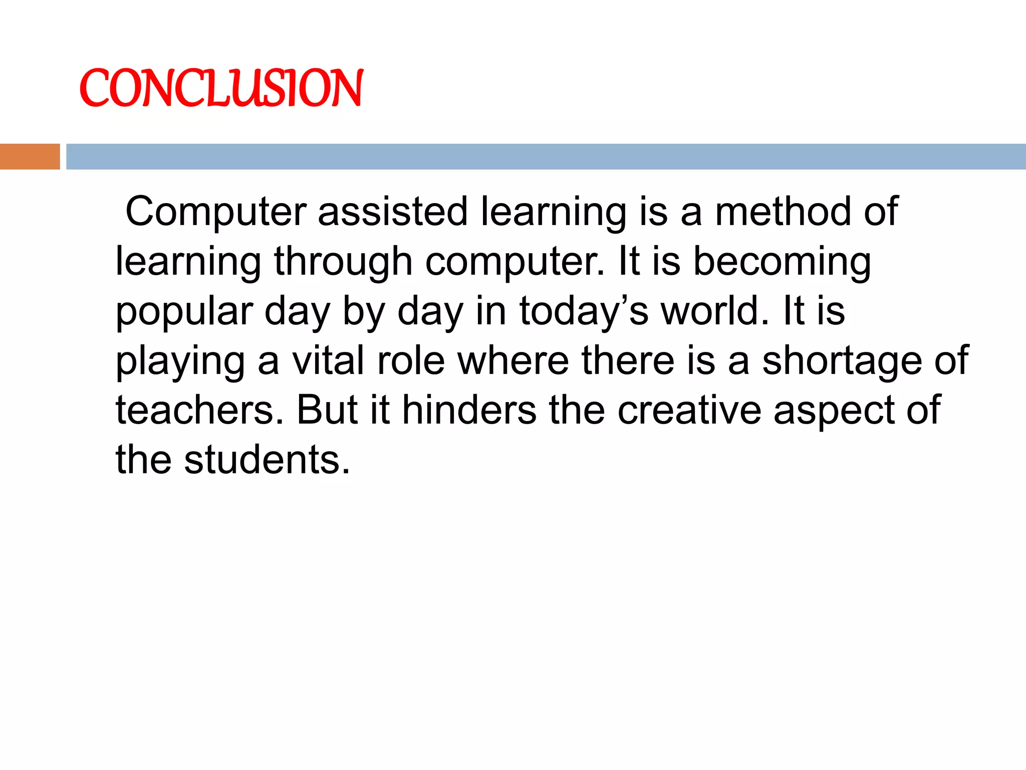 COMPUTER ASSISTED INSTRUCTIONS | PPTX