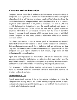Computer Assisted Instruction | PDF