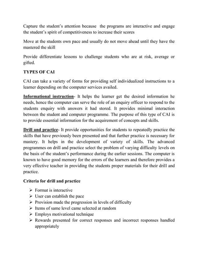 Computer Assisted Instruction | PDF | Education