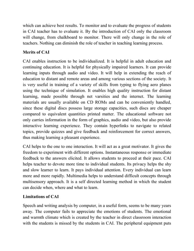 Computer Assisted Instruction | PDF | Education