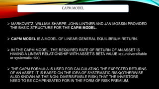 CAPITAL BUDGETING - NPV , CAPM MODEL, IRR | PPT