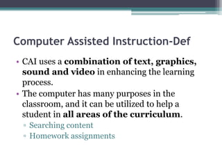 Computer Assisted Instructions AIOU MA Education MED code 855 | PPT