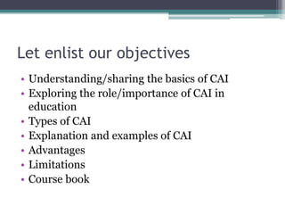 Computer Assisted Instructions AIOU MA Education MED code 855 | PPT