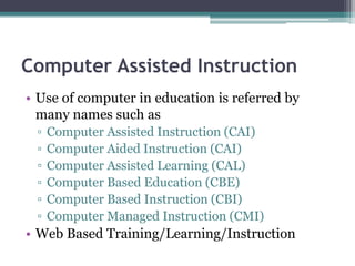 Computer Assisted Instructions AIOU MA Education MED code 855 | PPT