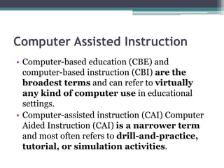Computer Assisted Instructions AIOU MA Education MED code 855 | PPT