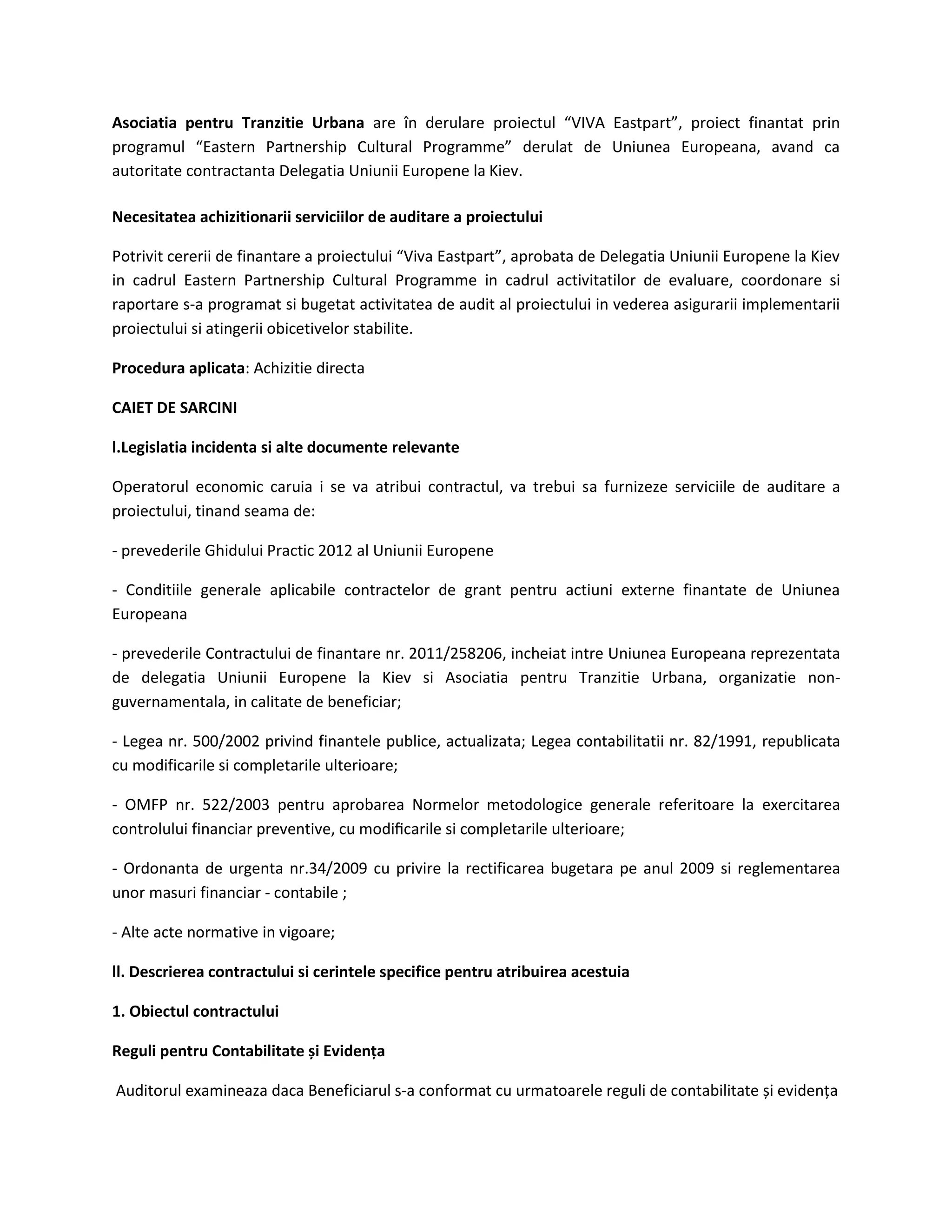 Anunt privind achizitia serviciilor de audit - achizitie directa | PDF